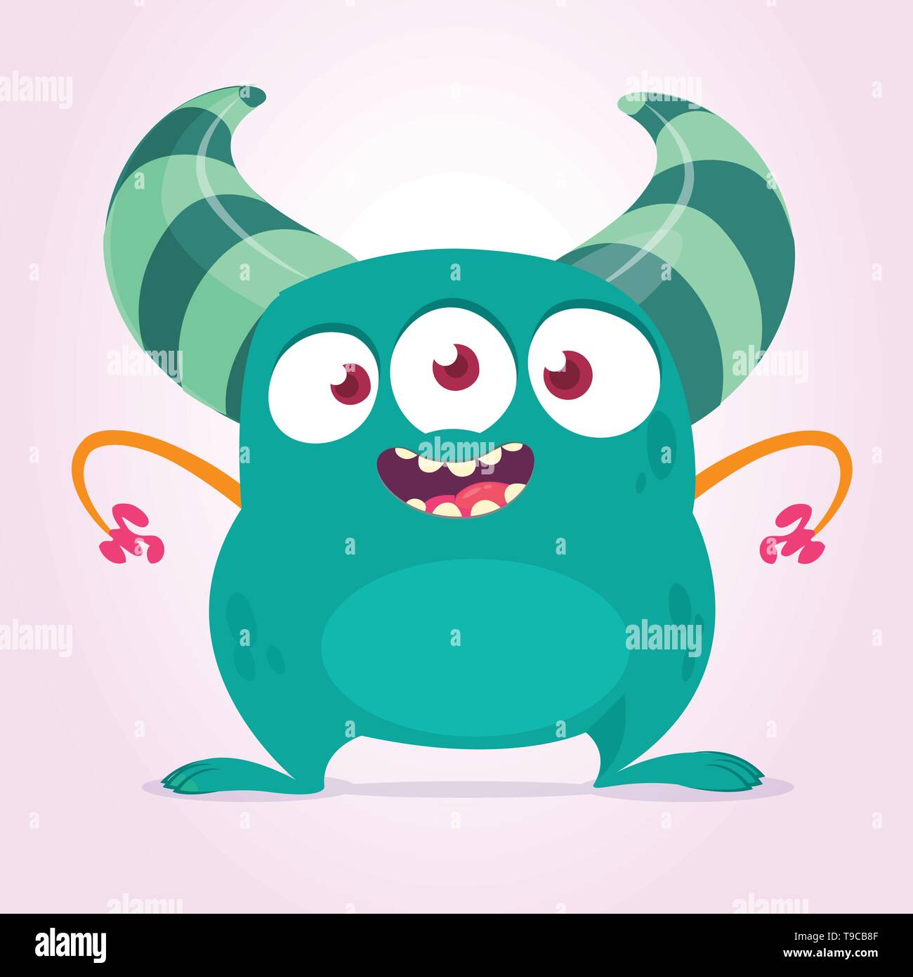 Cute cartoon monster. Vector fat monster mascot character. Halloween ...