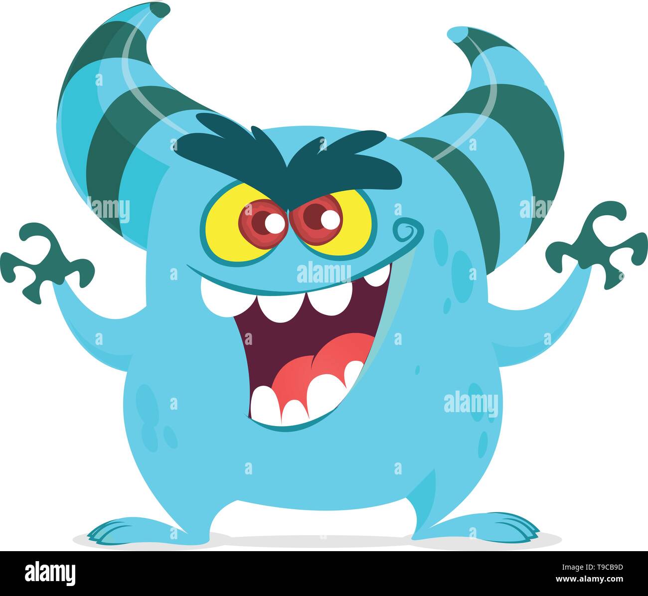 Angry cartoon small troll . Vector illustration of a little creepy ...
