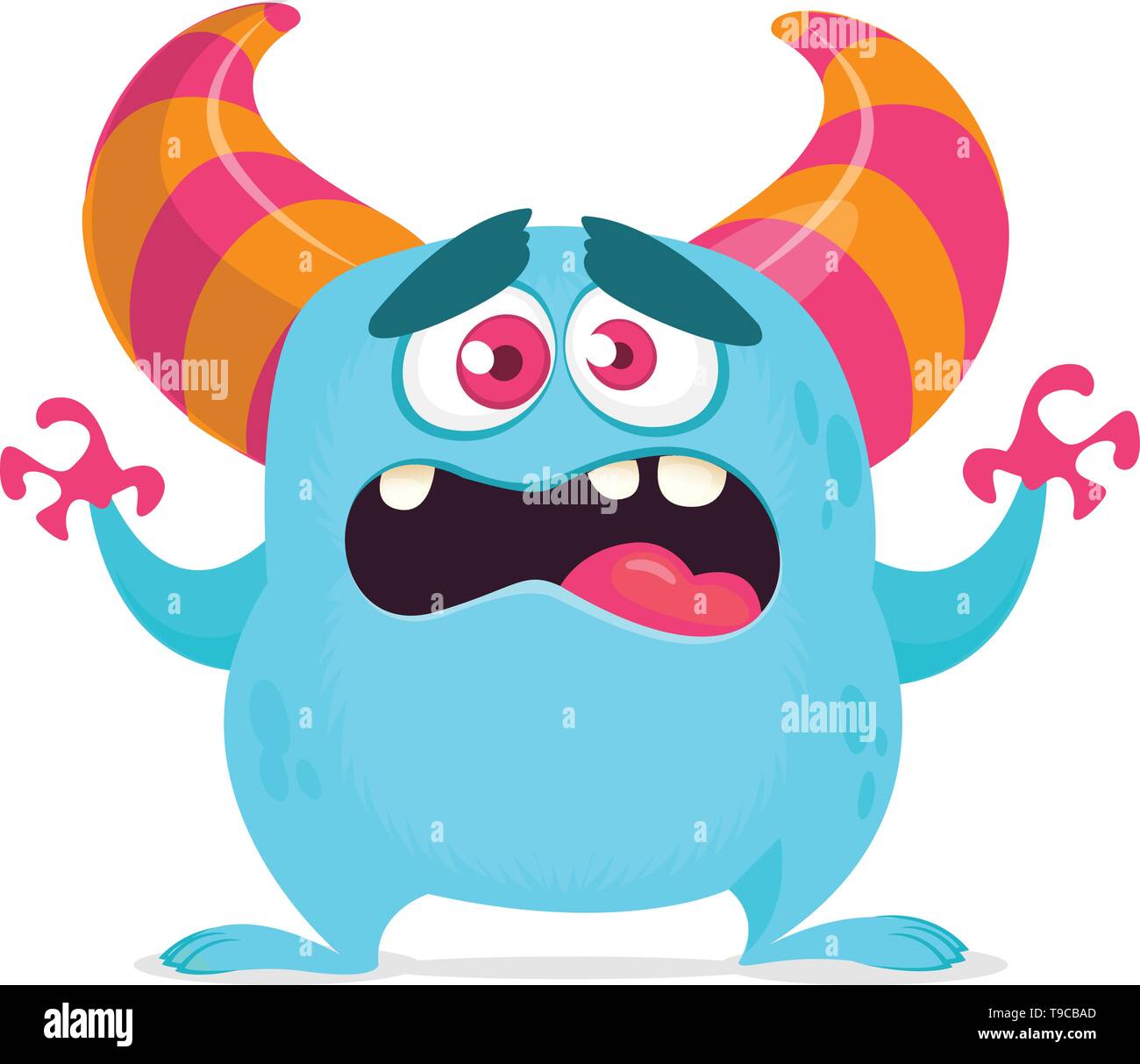 Cute cartoon monster. Vector illustration of yeti or bigfoot. Scared ...