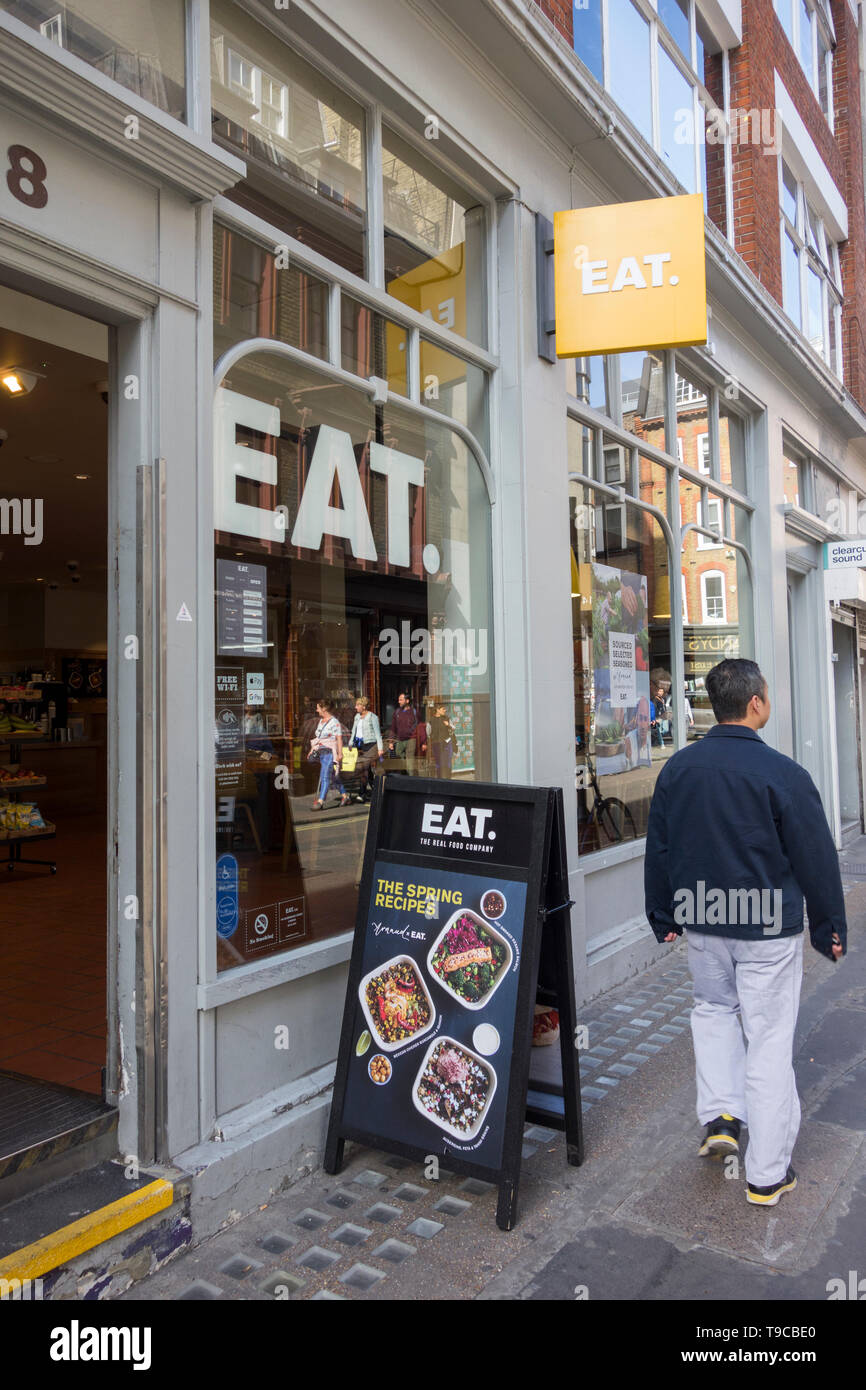 Exterior of Eat restaurant chain outlet in Soho, London, UK Stock Photo ...