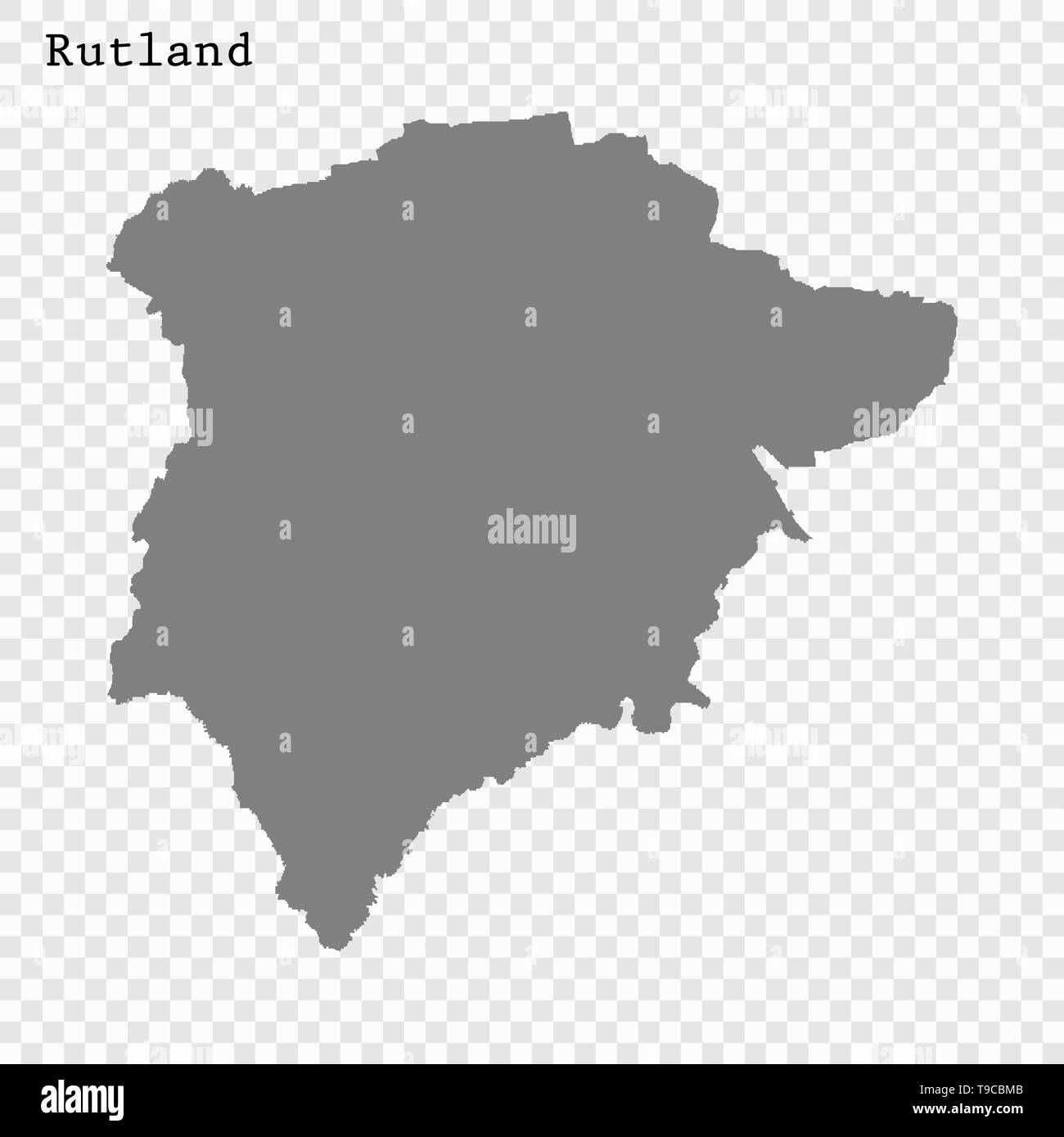 High Quality map of Rutland is a county of England, with borders of the ...
