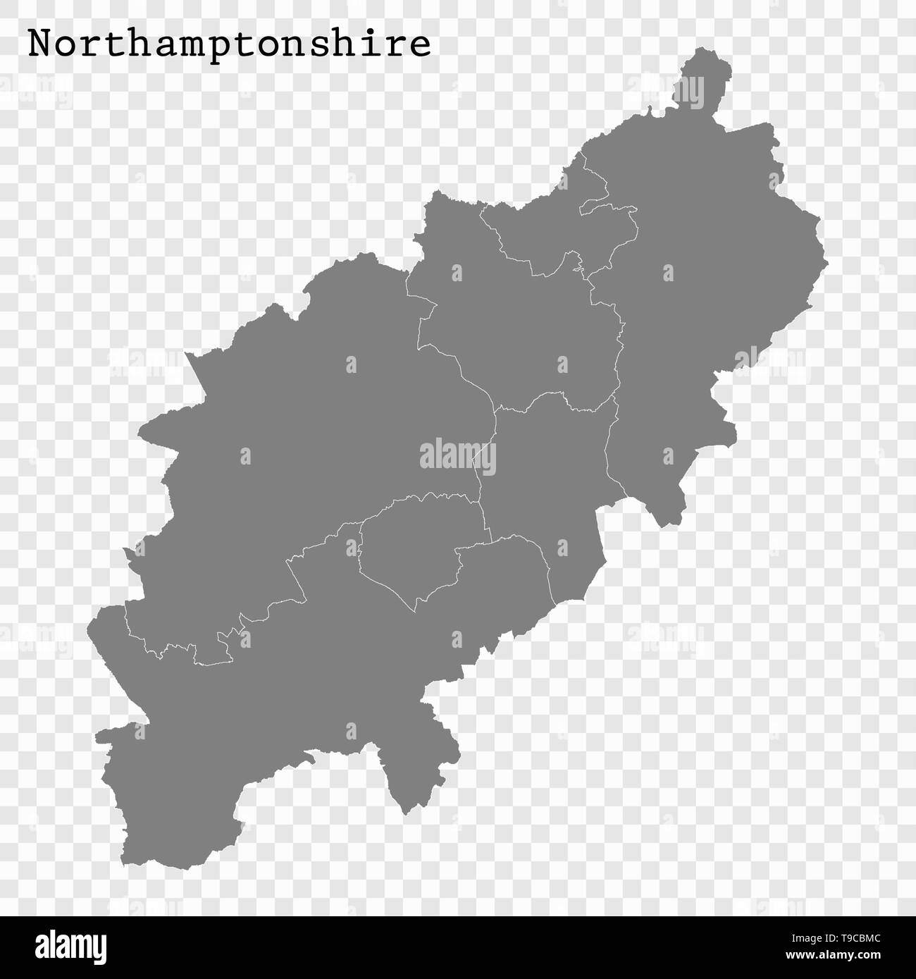 High Quality map of Northamptonshire is a county of England, with ...