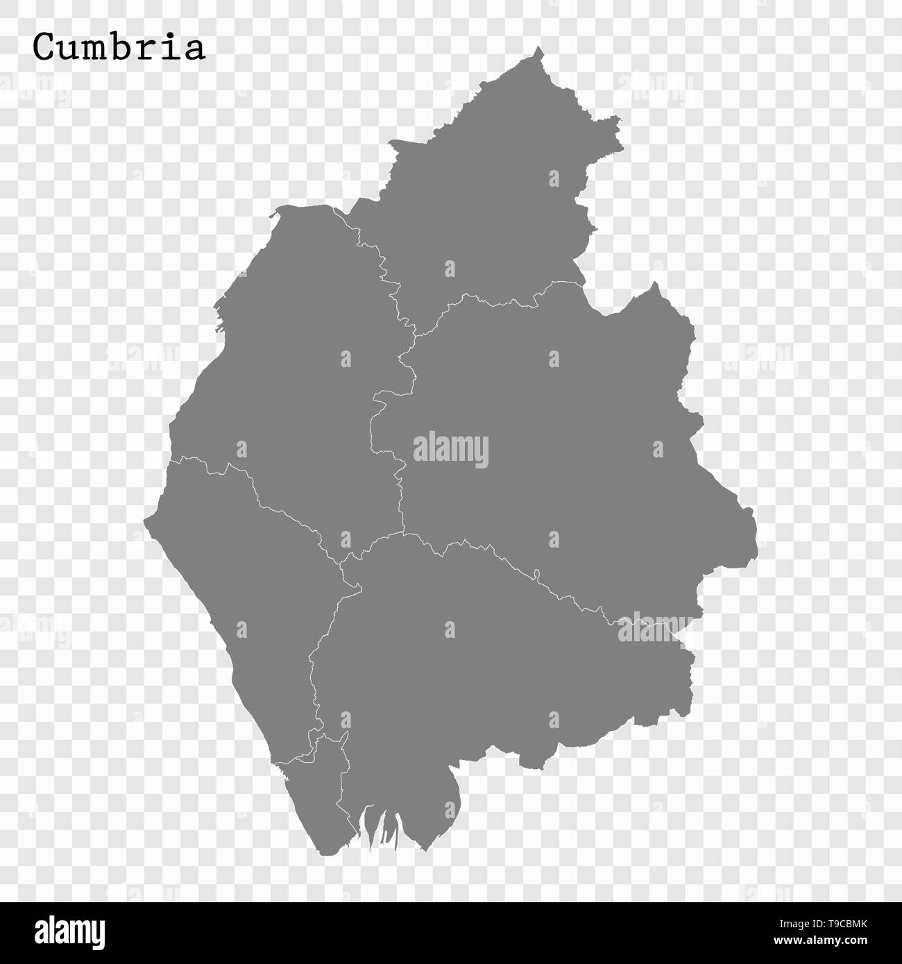 Cumbria vector outline map Black and White Stock Photos & Images - Alamy