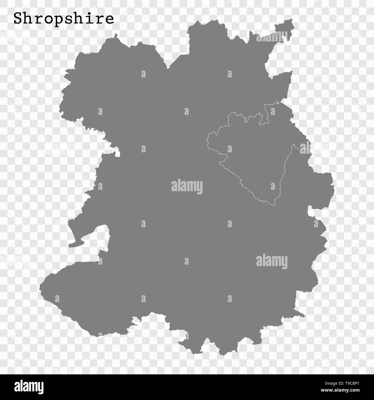 Shropshire vector map Black and White Stock Photos & Images - Alamy