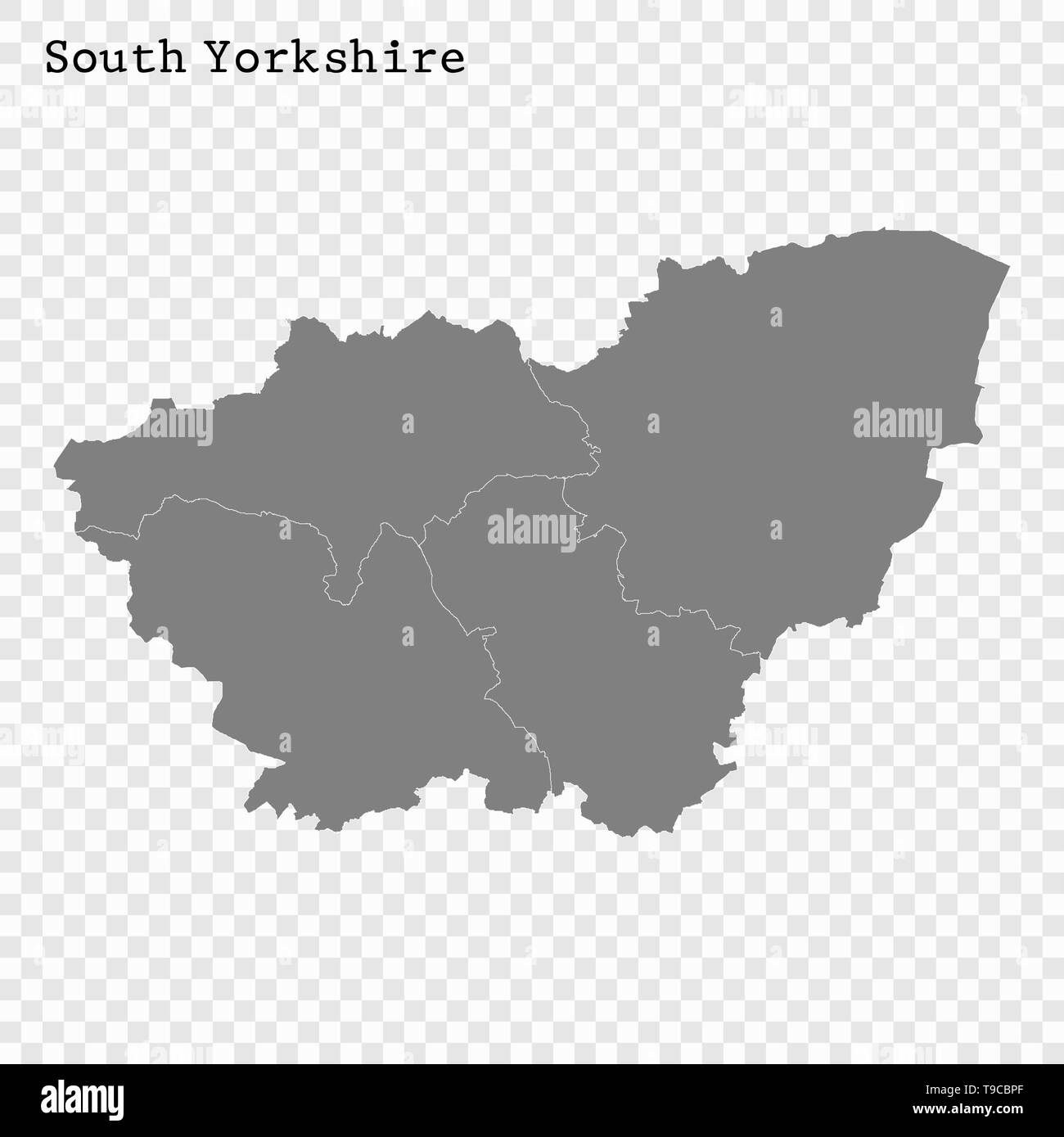 High Quality map of South Yorkshire is a county of England, with ...