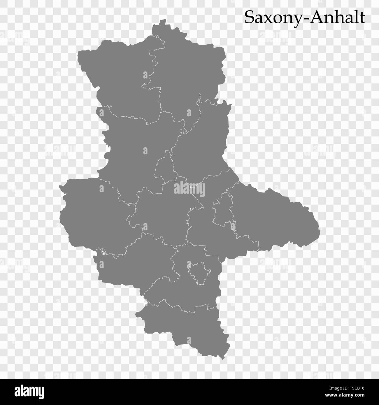 High Quality map of Saxony Anhalt is a state of Germany, with borders of the districts Stock ...
