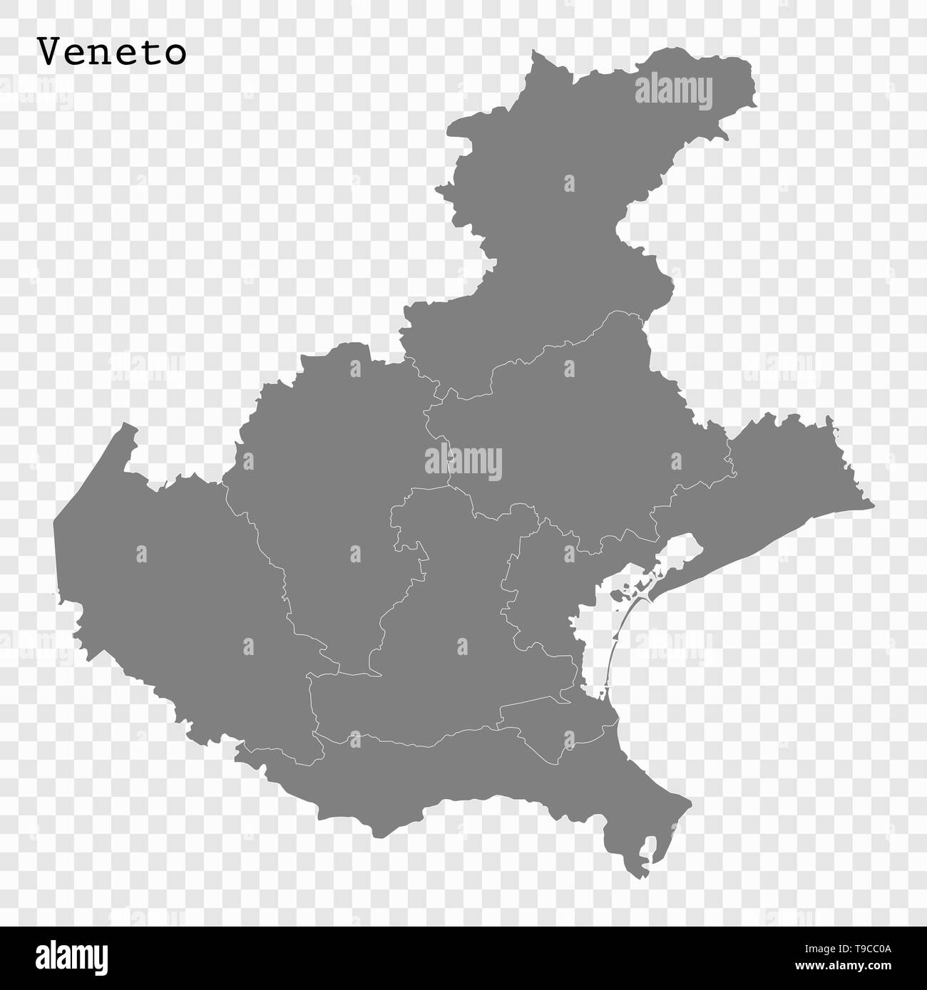 High Quality map of Veneto is a state of Italy, with borders of the ...