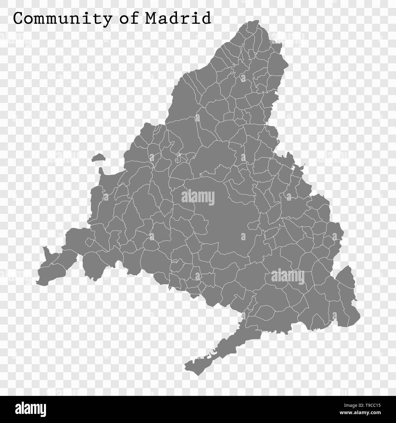 High Quality map of Madrid community is a state of Spain, with borders ...
