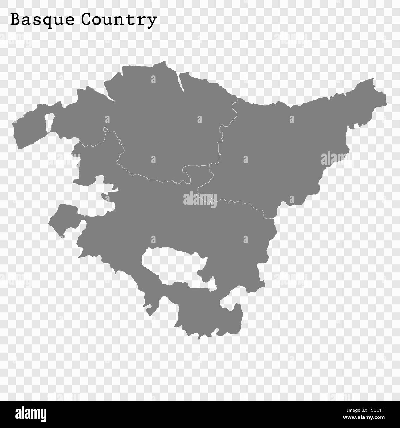 High Quality map of Basque Country is a state of Spain, with borders of ...