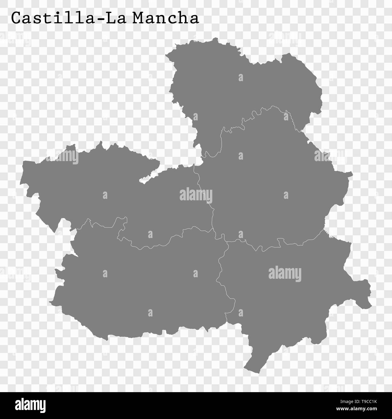 High Quality map of Castilla La mancha is a state of Spain, with ...