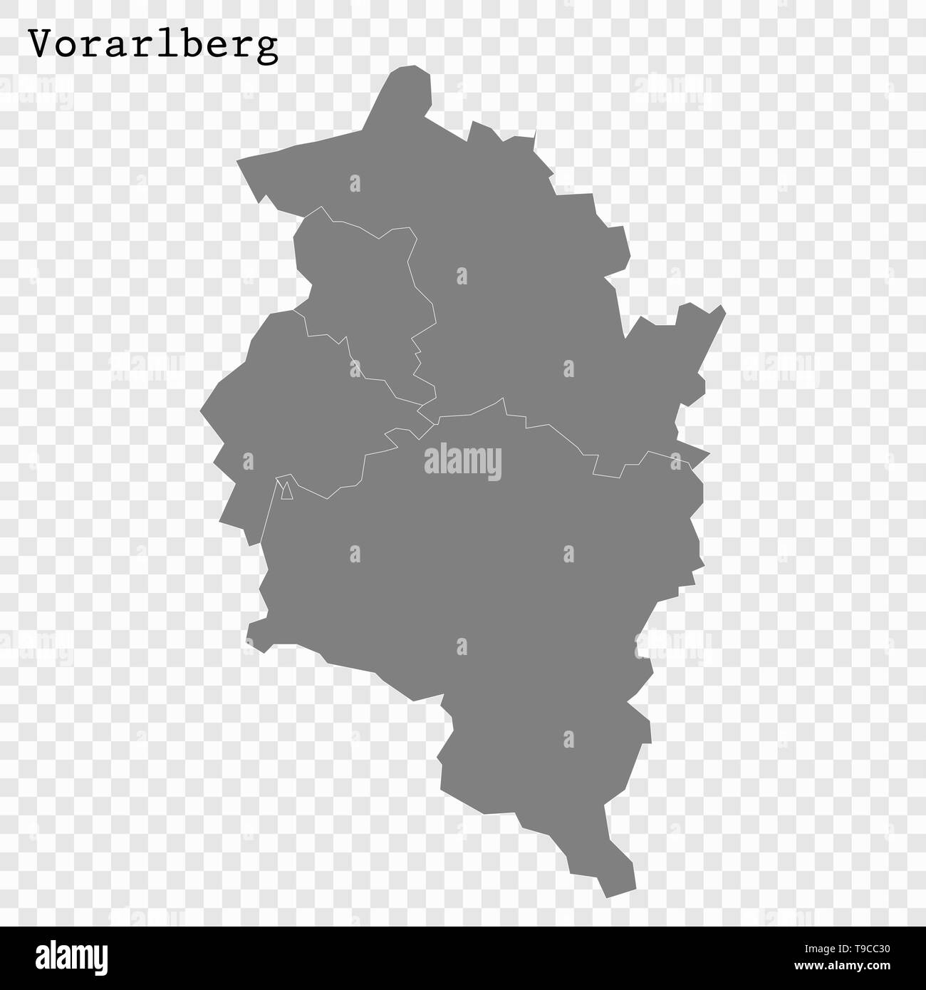 High Quality map of Vorarlberg is a state of Austria, with borders of ...