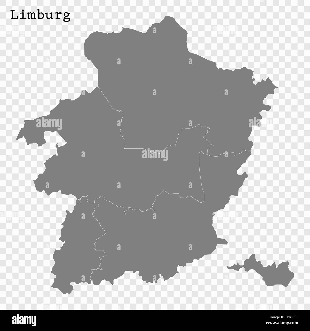 High Quality map of Limburg is a province of Belgium, with borders of ...