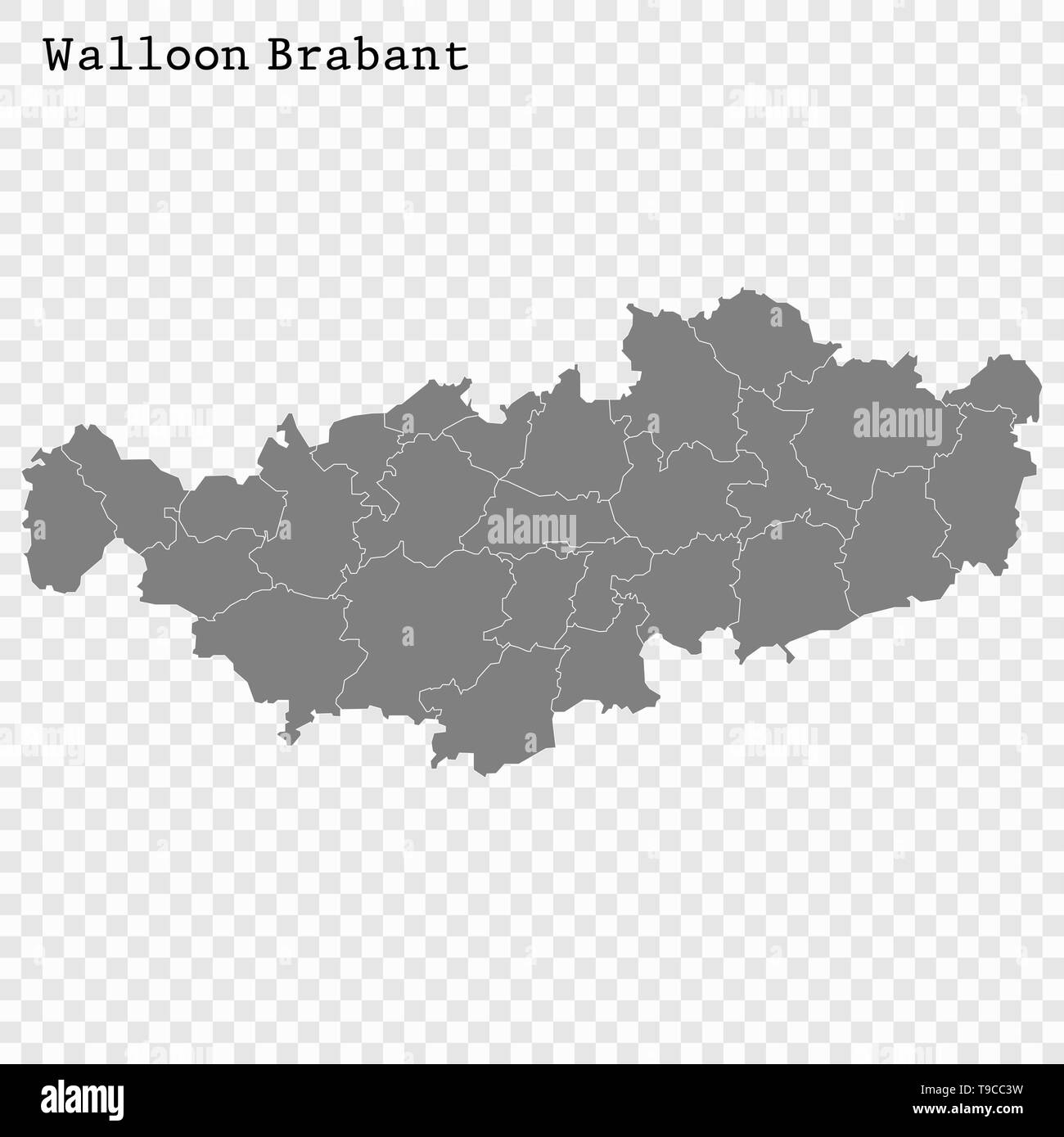 High Quality map of Walloon Brabant is a province of Belgium, with ...