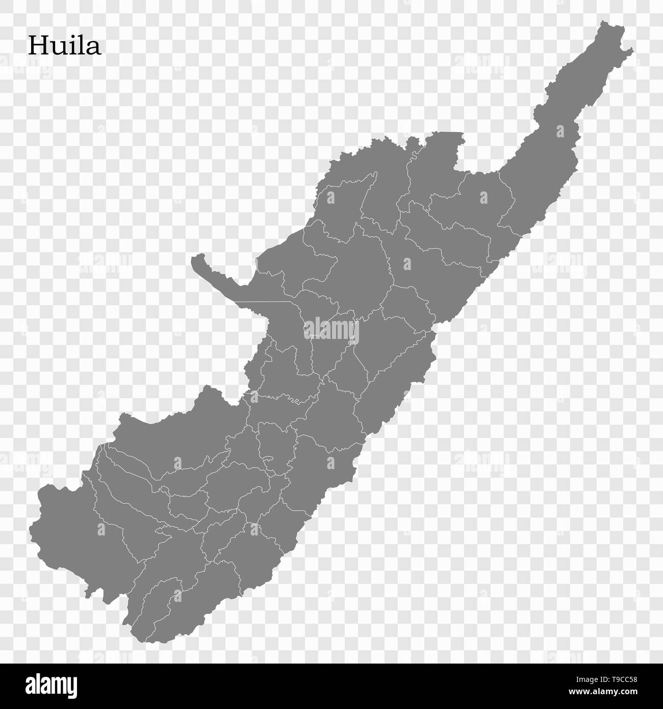 High Quality map of Huila is a state of Colombia, with borders of the ...