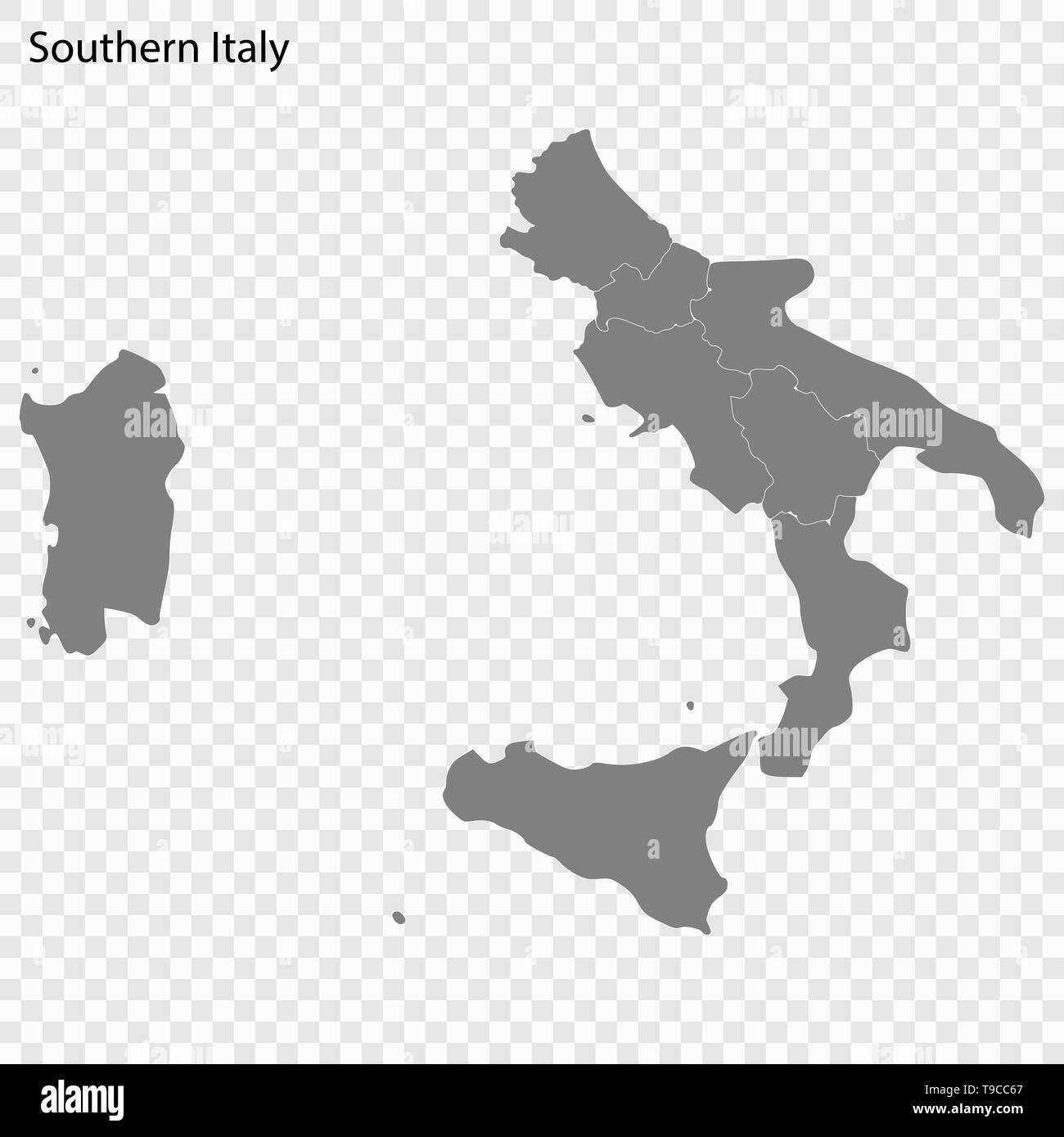 High Quality map of Southern Italy is a Region of Italy, with borders ...