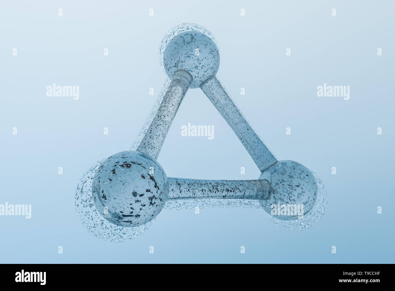 3d rendering, blue chemical formula with particle effects. Computer ...