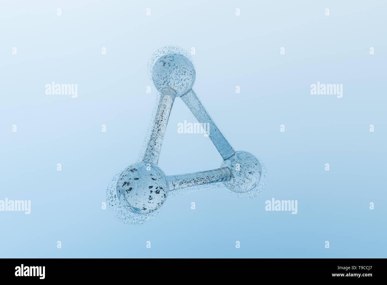 3d rendering, blue chemical formula with particle effects. Computer ...