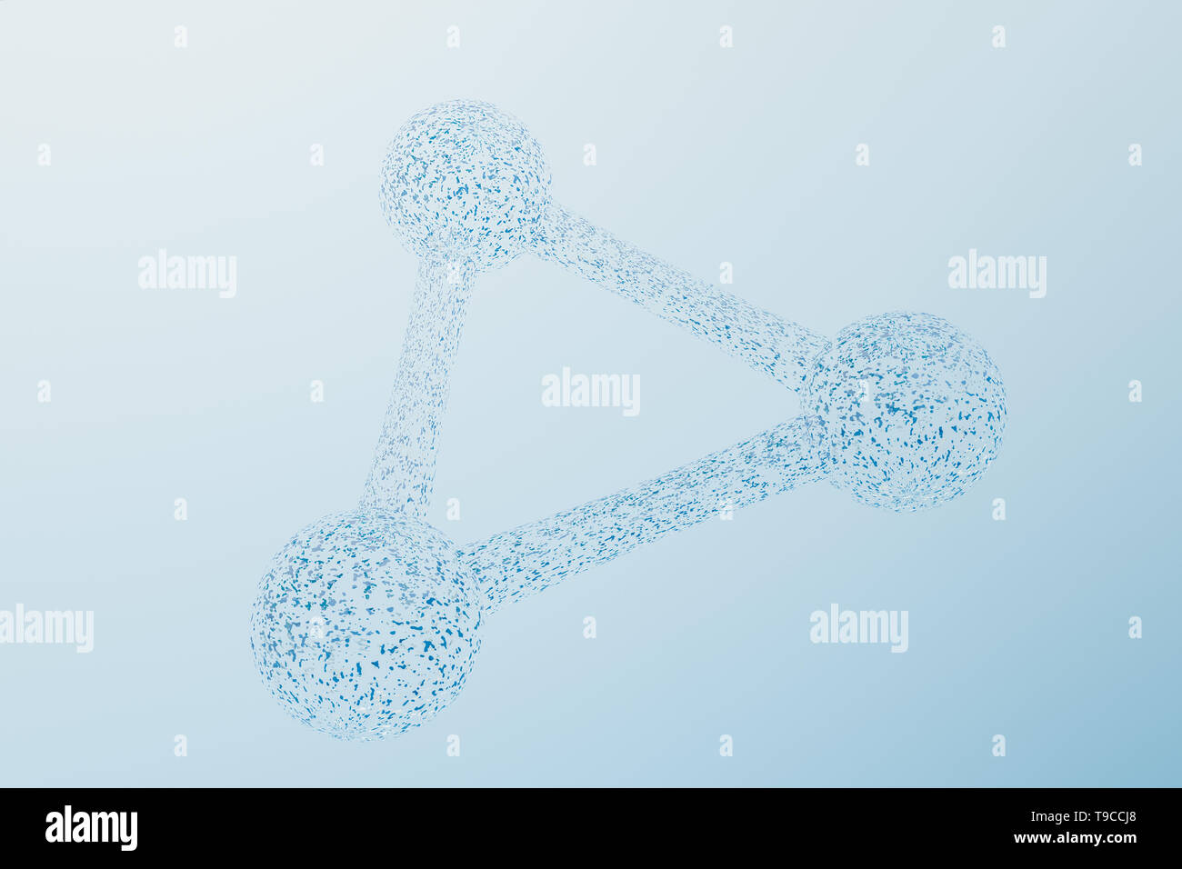 3d rendering, blue chemical formula with particle effects. Computer ...