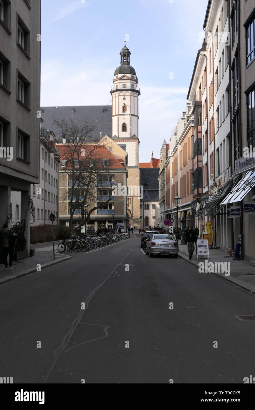 LEIPZIG, GERMANY - FEBRUARY 23, 2019: The city centrum of Leipzig, with ...