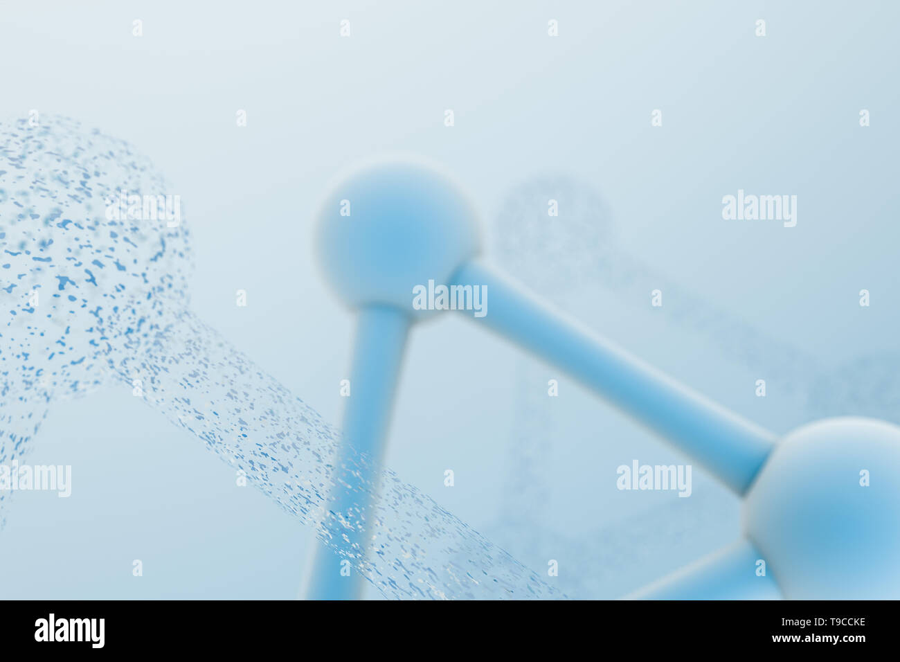 3d rendering, blue chemical formula with particle effects. Computer ...