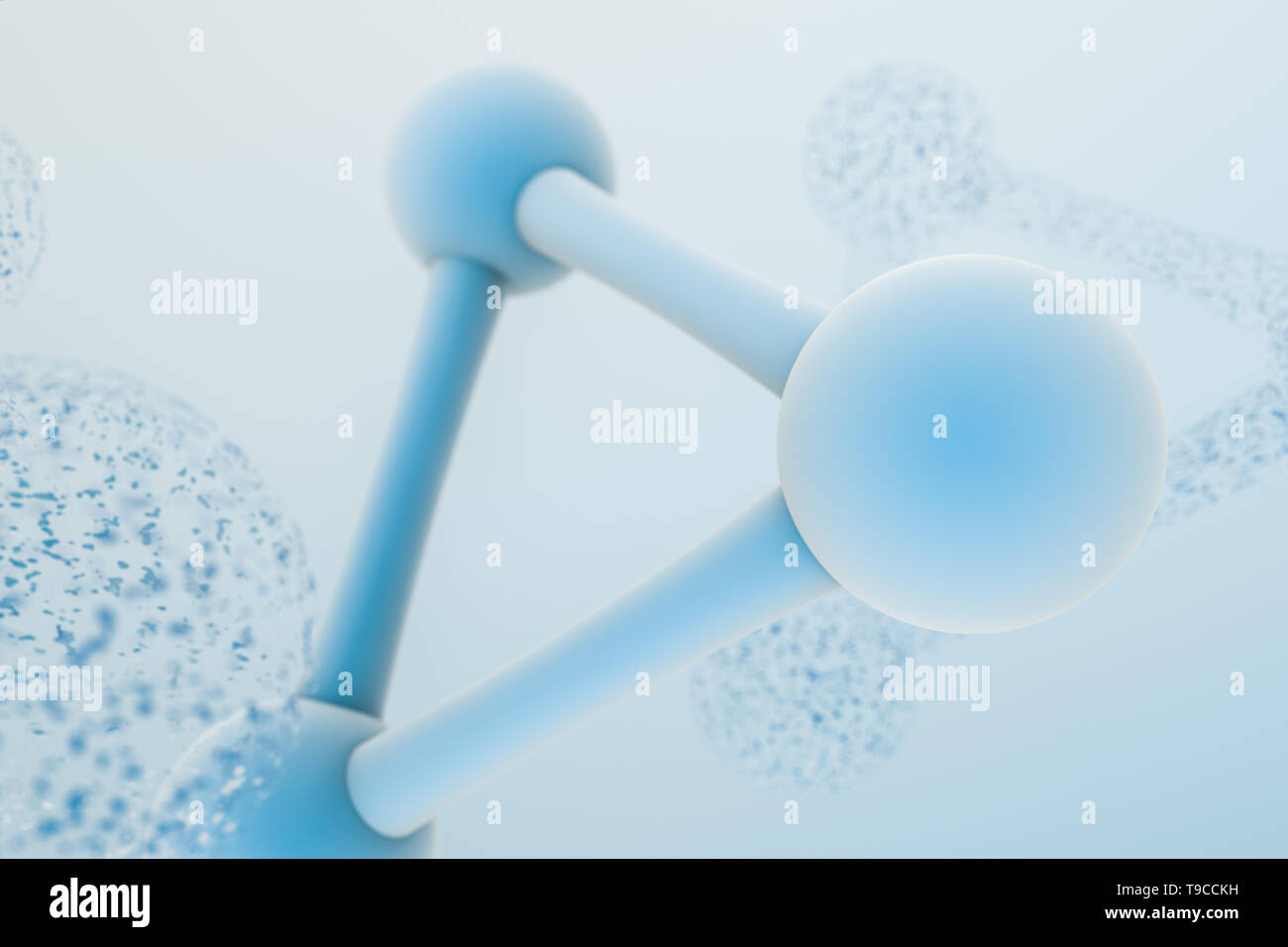 3d rendering, blue chemical formula with particle effects. Computer ...