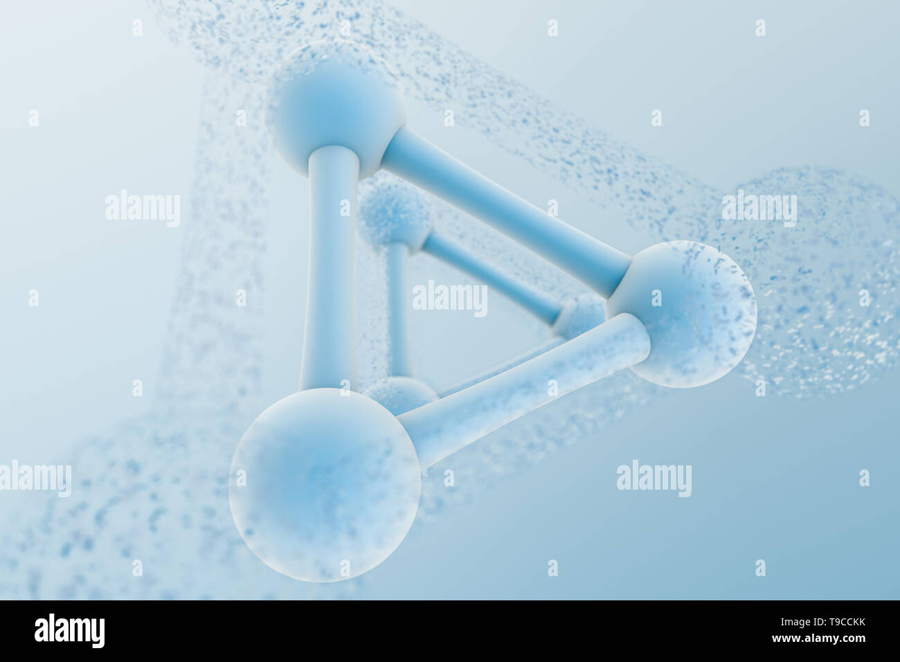 3d rendering, blue chemical formula with particle effects. Computer ...