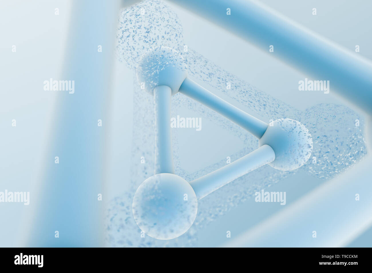 3d rendering, blue chemical formula with particle effects. Computer ...