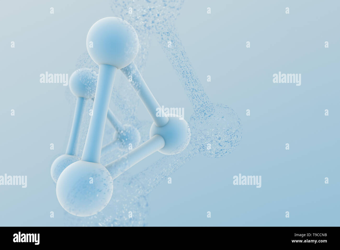 3d rendering, blue chemical formula with particle effects. Computer ...