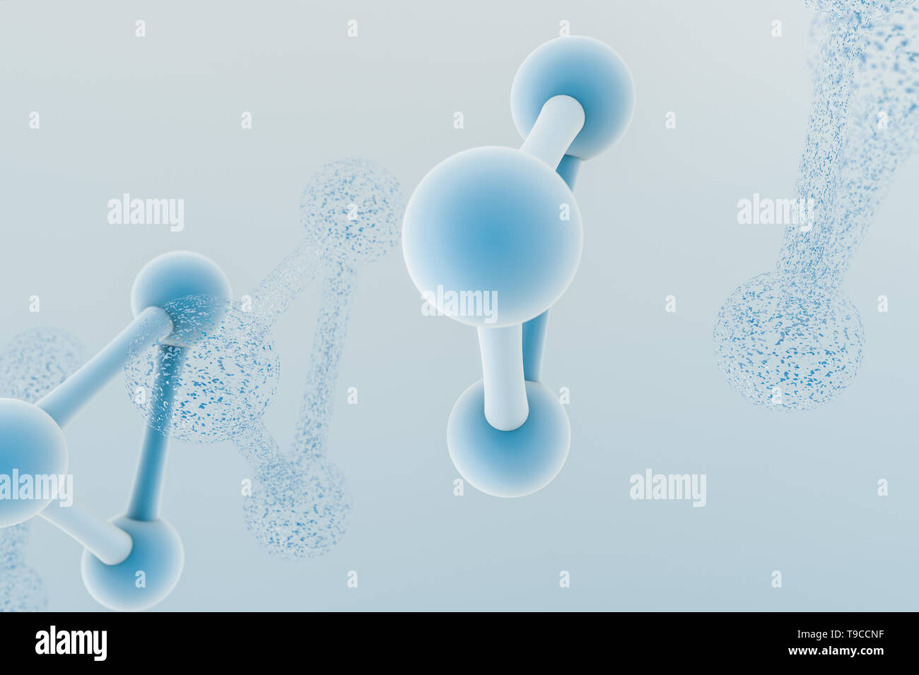 3d rendering, blue chemical formula with particle effects. Computer ...