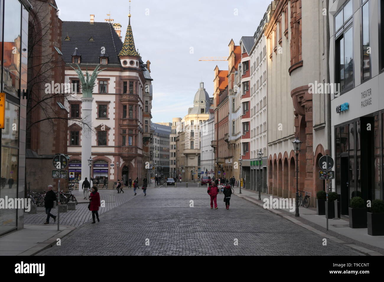 LEIPZIG, GERMANY - FEBRUARY 23, 2019: The city centrum of Leipzig, with ...