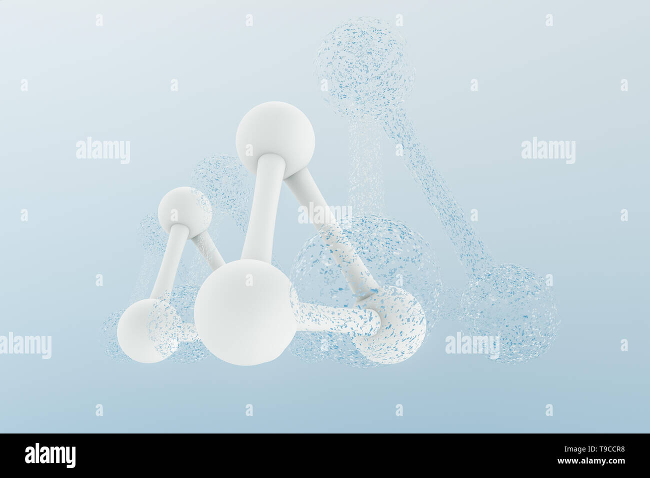 3d rendering, blue chemical formula with particle effects. Computer ...