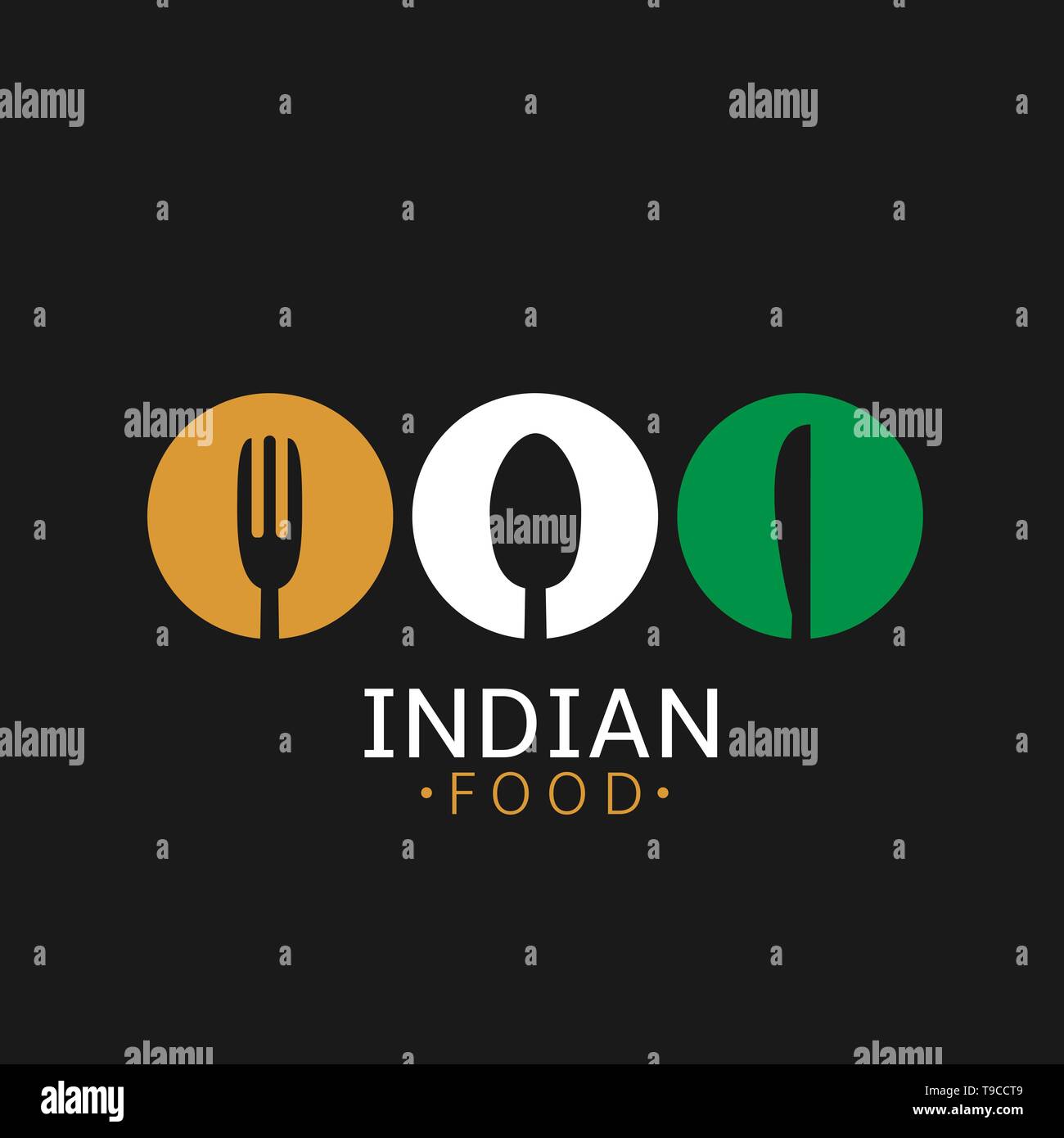 Indian food icon. Indian flag symbol Spoon fork and knife icons Stock ...