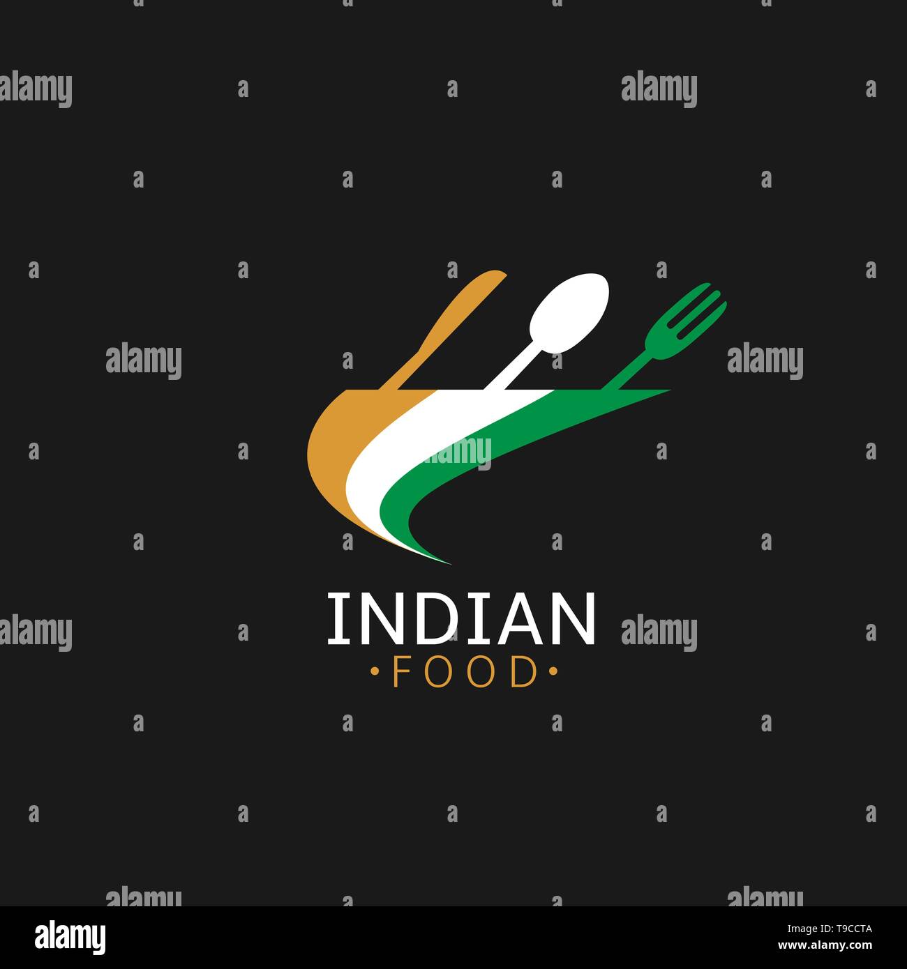 Indian food icon. Indian flag symbol Spoon fork and knife icons Stock ...