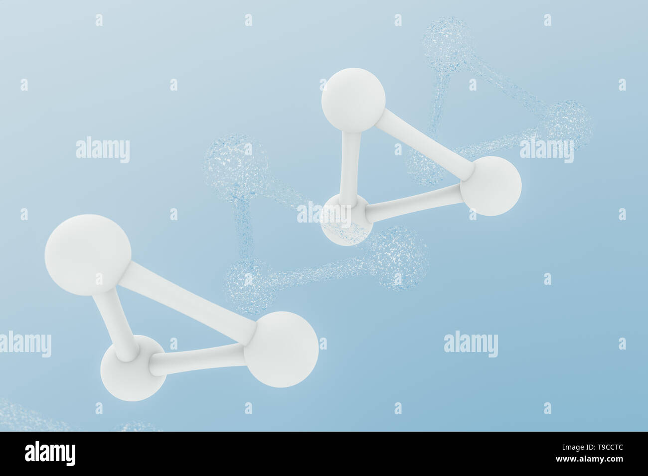 3d rendering, blue chemical formula with particle effects. Computer ...