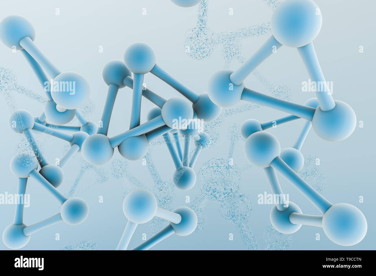 3d rendering, blue chemical formula with particle effects. Computer ...
