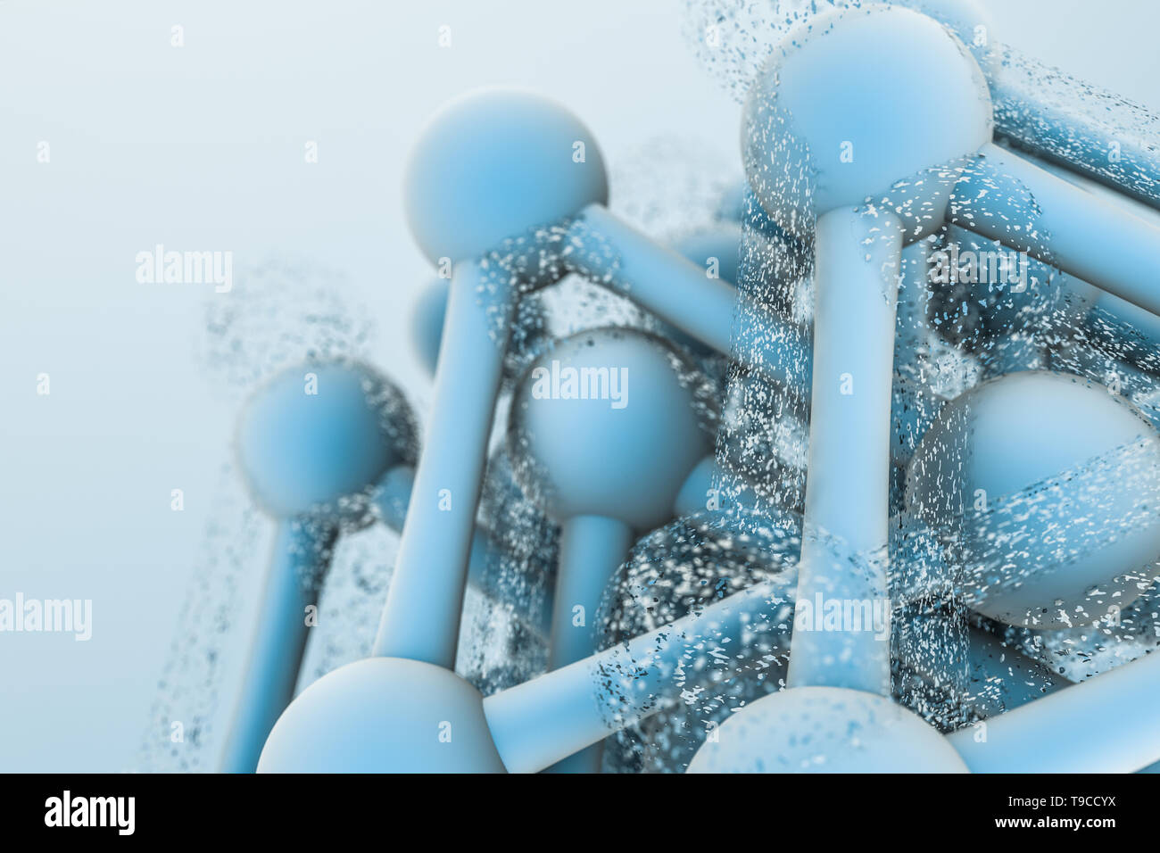 3d rendering, blue chemical formula with particle effects. Computer ...