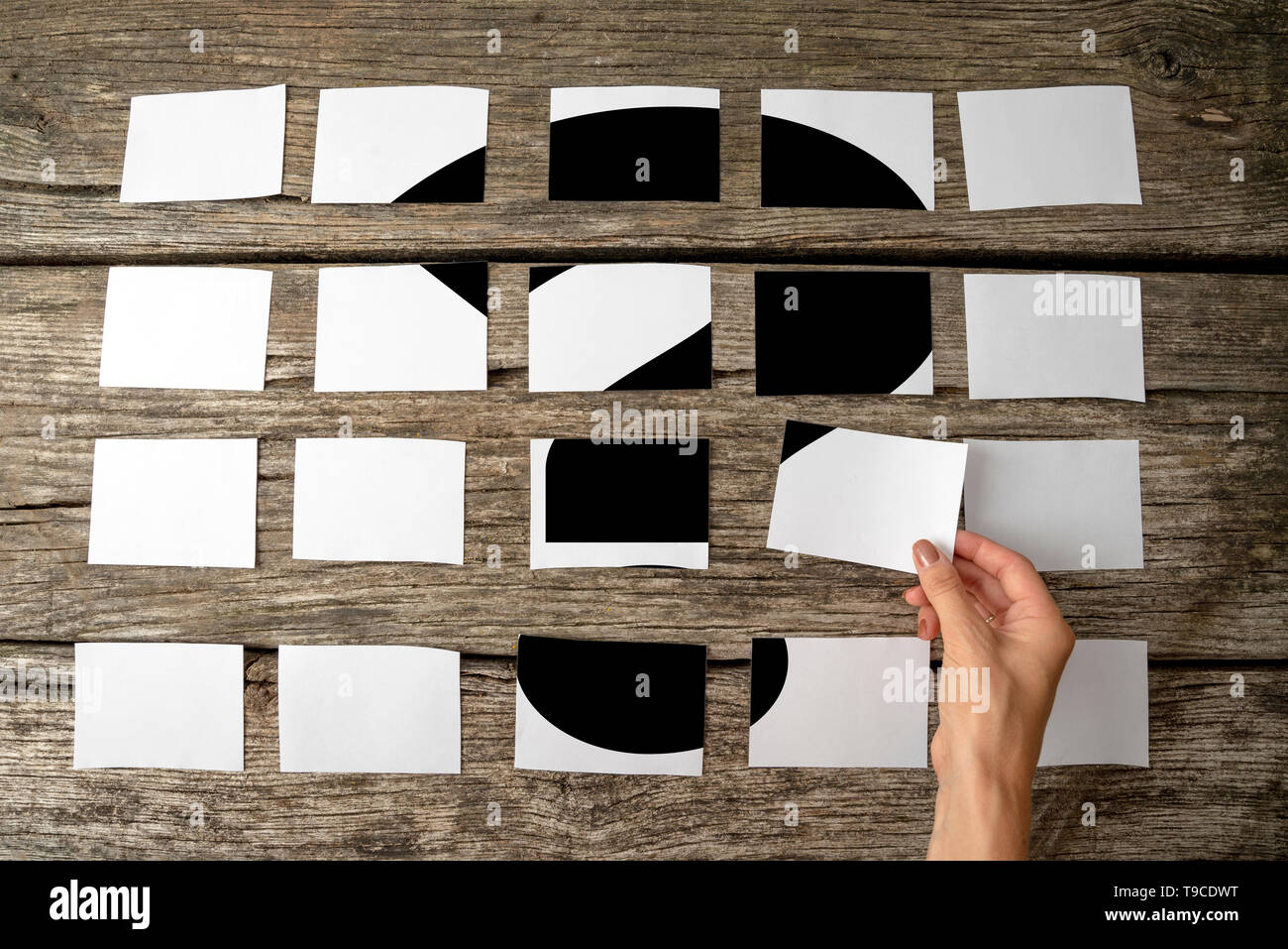 Question or query - solution or answer concept with a woman laying out ...