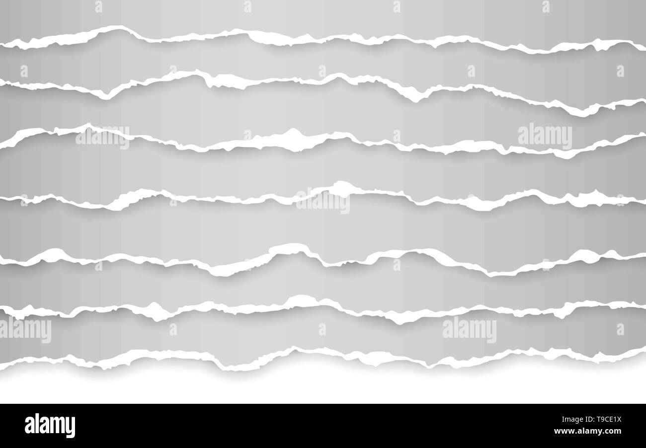 Horizontal torn paper edge. Ripped squared horizontal white paper ...
