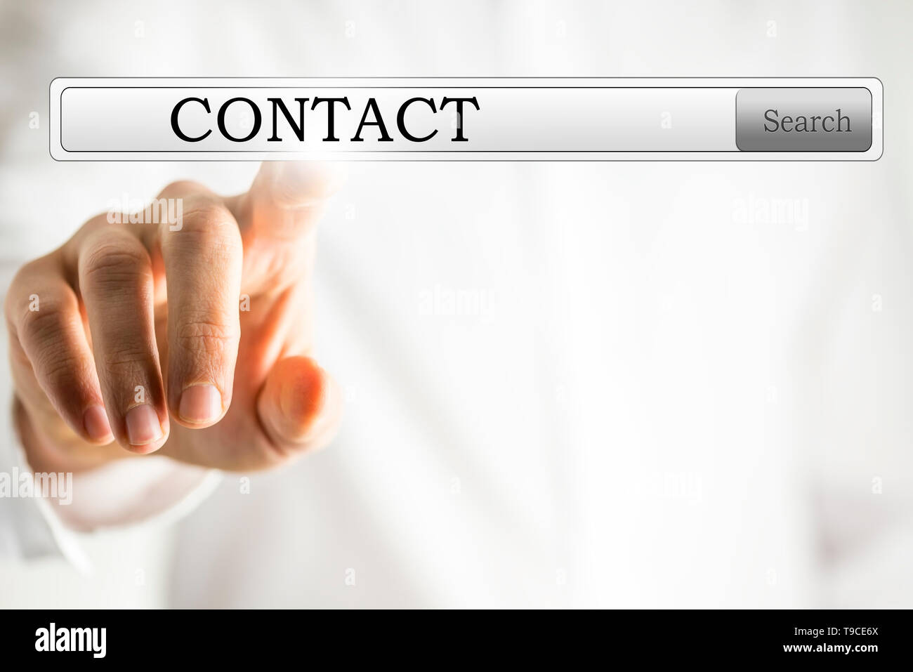The word Contact on a virtual interface in a navigation bar with the ...