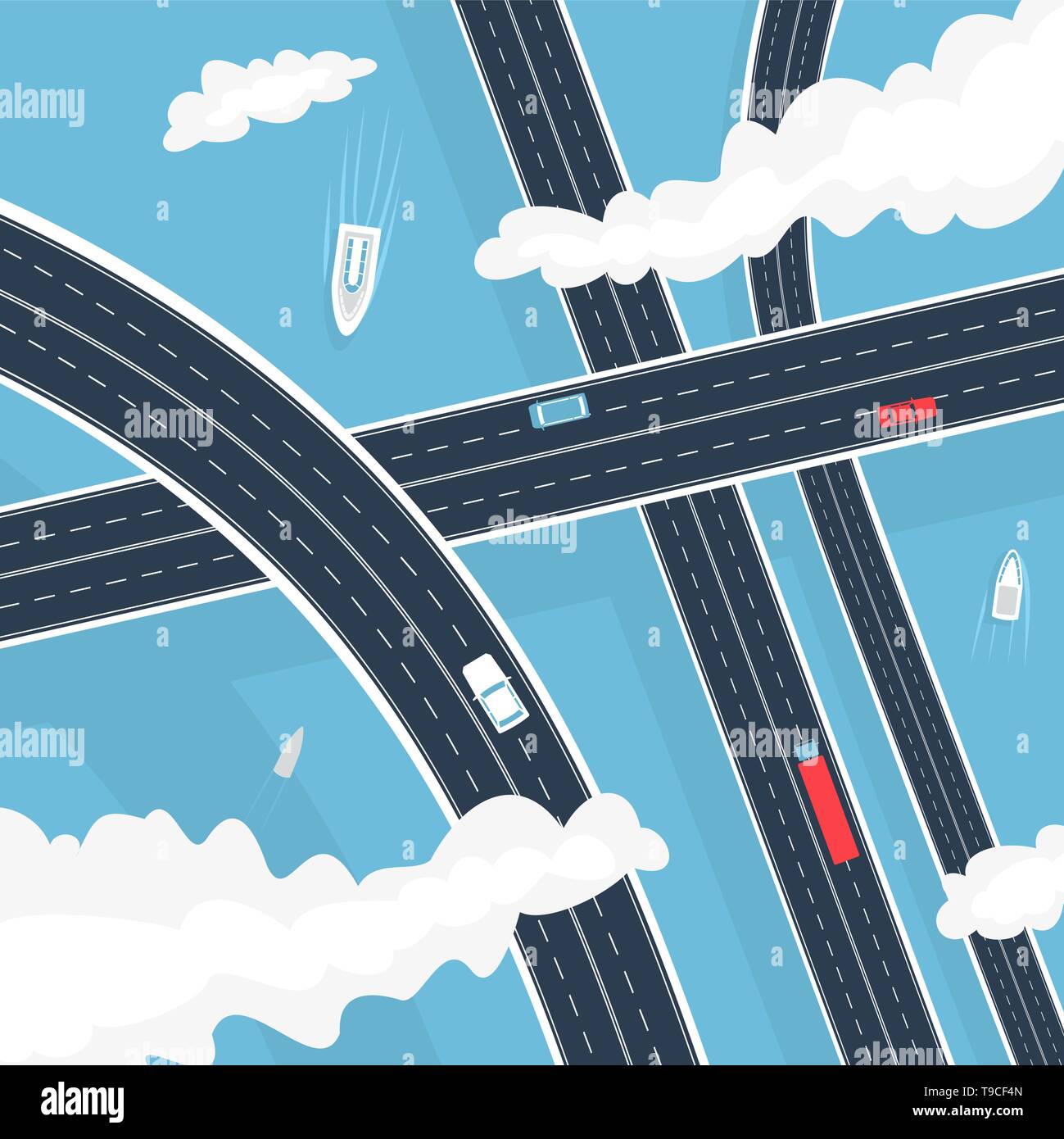 Vector Illustration The Transport Highway Above Water Stock Vector ...