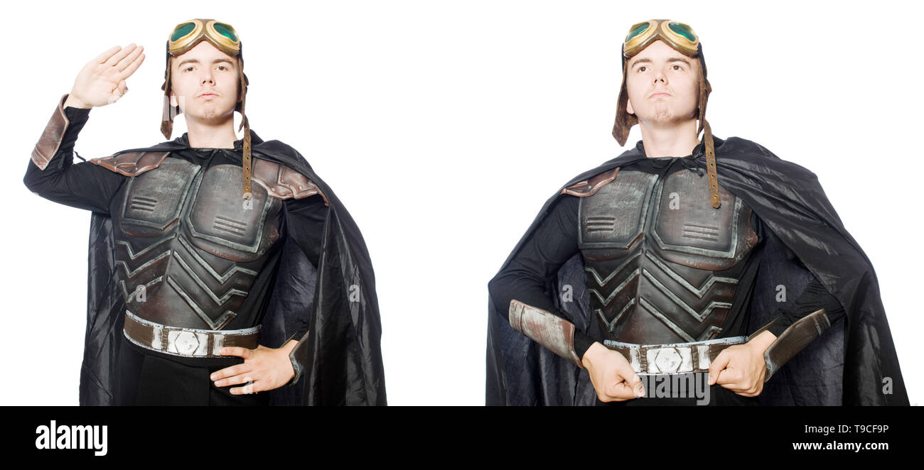 Young funny man in armour suit Stock Photo - Alamy