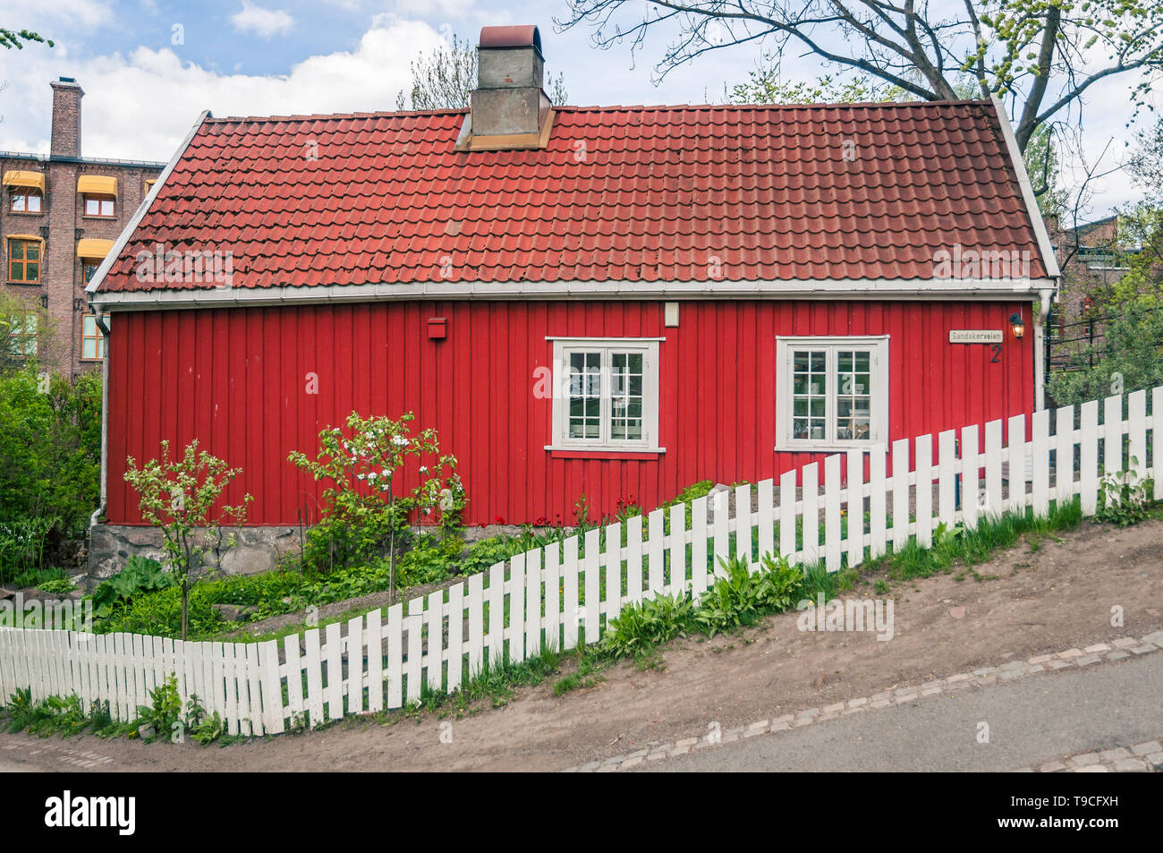 Red house from Oslo, Sandakerveien Stock Photo - Alamy