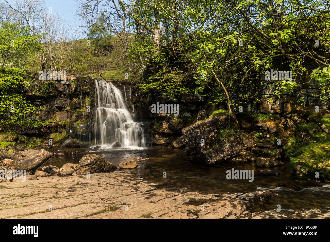 Catrake Force waterfall near the village of Keld in the North Yorkshire ...