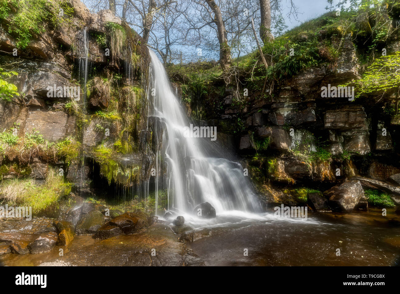 Catrake Force waterfall near the village of Keld in the North Yorkshire ...