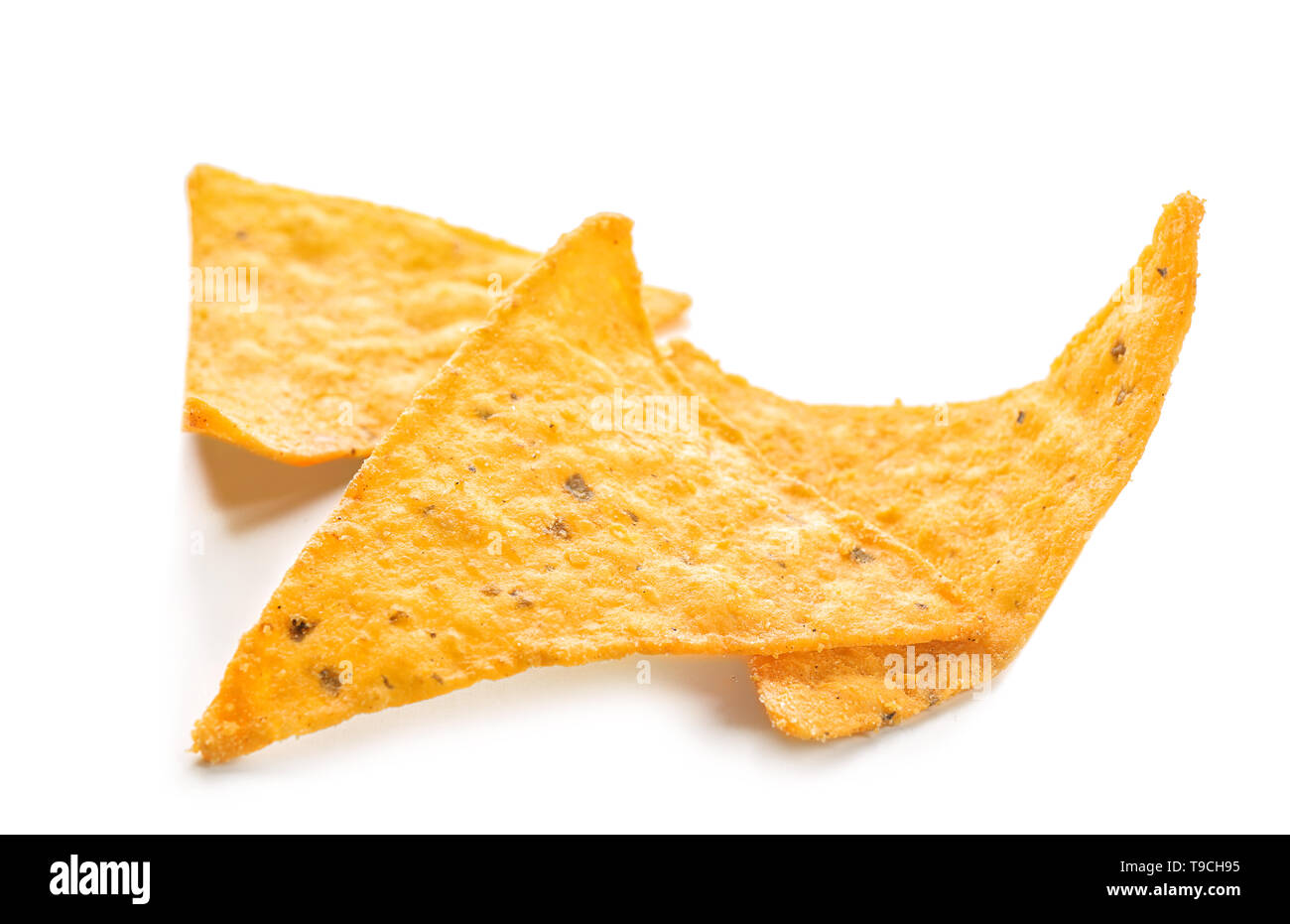 Corn chips on white background Stock Photo - Alamy