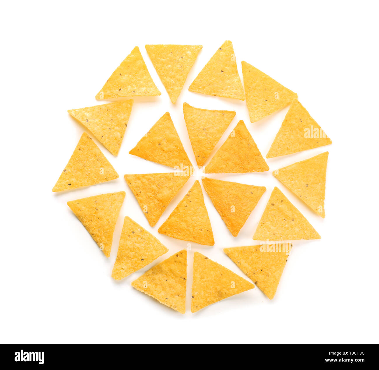 Corn chips on white background, top view Stock Photo - Alamy