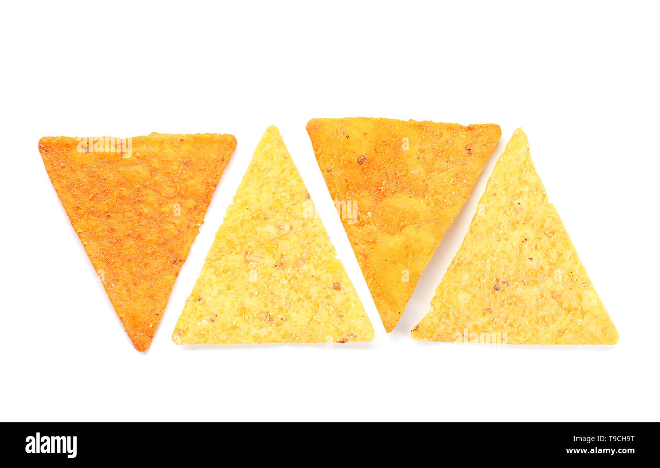 Corn chips on white background Stock Photo - Alamy
