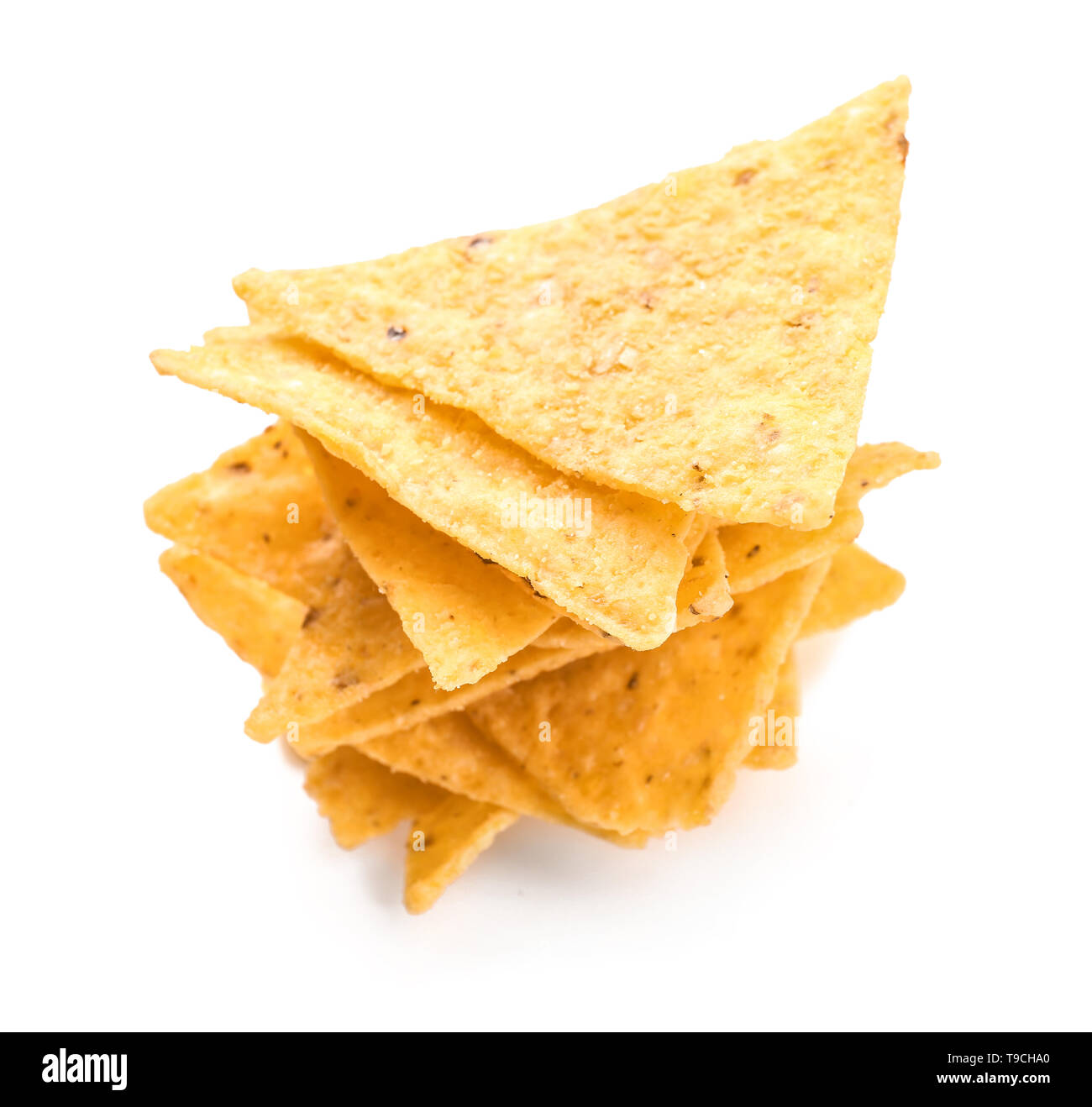 Corn chips on white background Stock Photo - Alamy