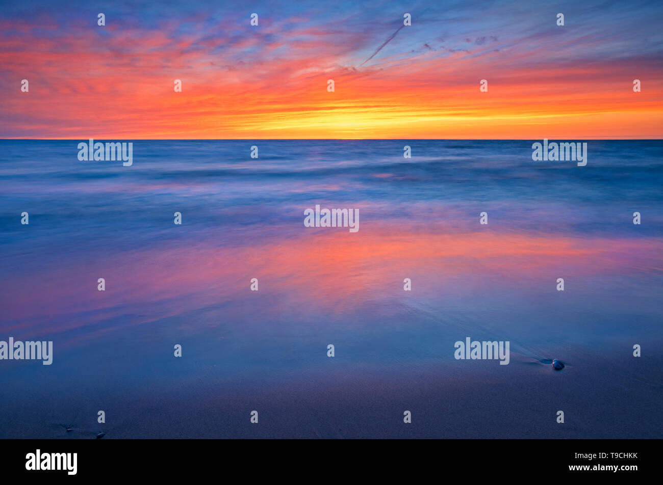 Sandy beach on Lake Huron at sunset Grand Bend Ontario Canada Stock ...