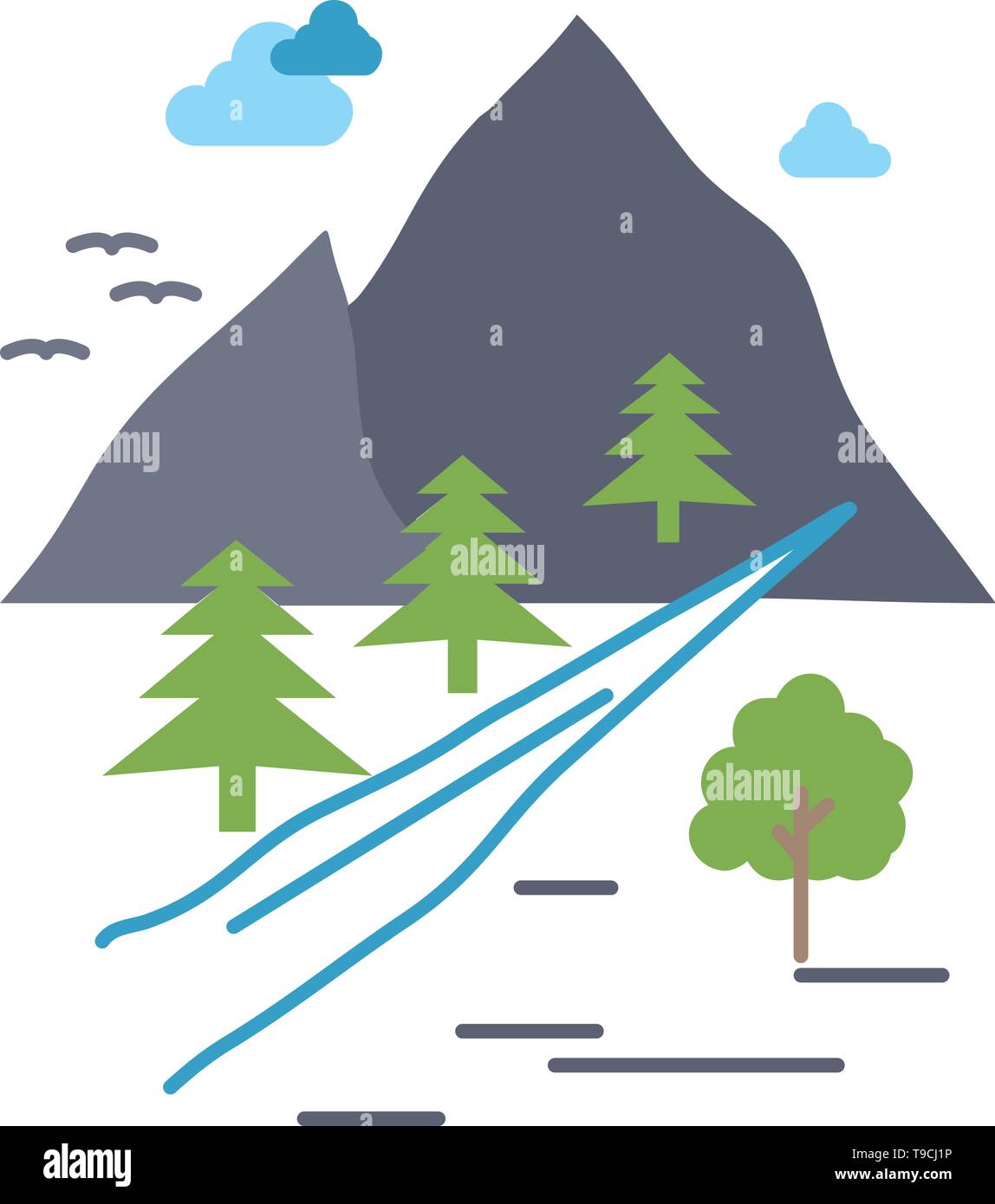 Rock cliff sky landscape blue cloud water tree green nature Cut Out ...